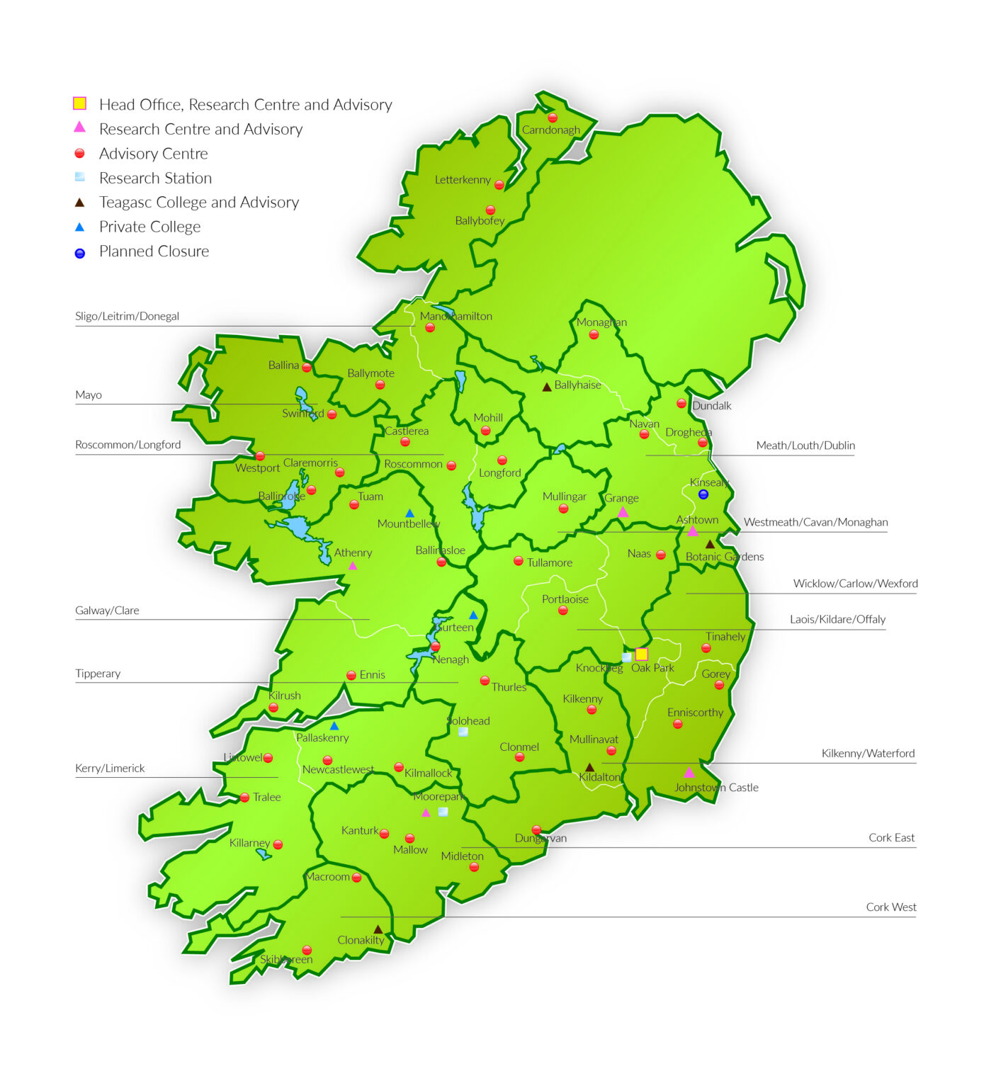 Advisory Regions - Teagasc | Agriculture and Food Development Authority